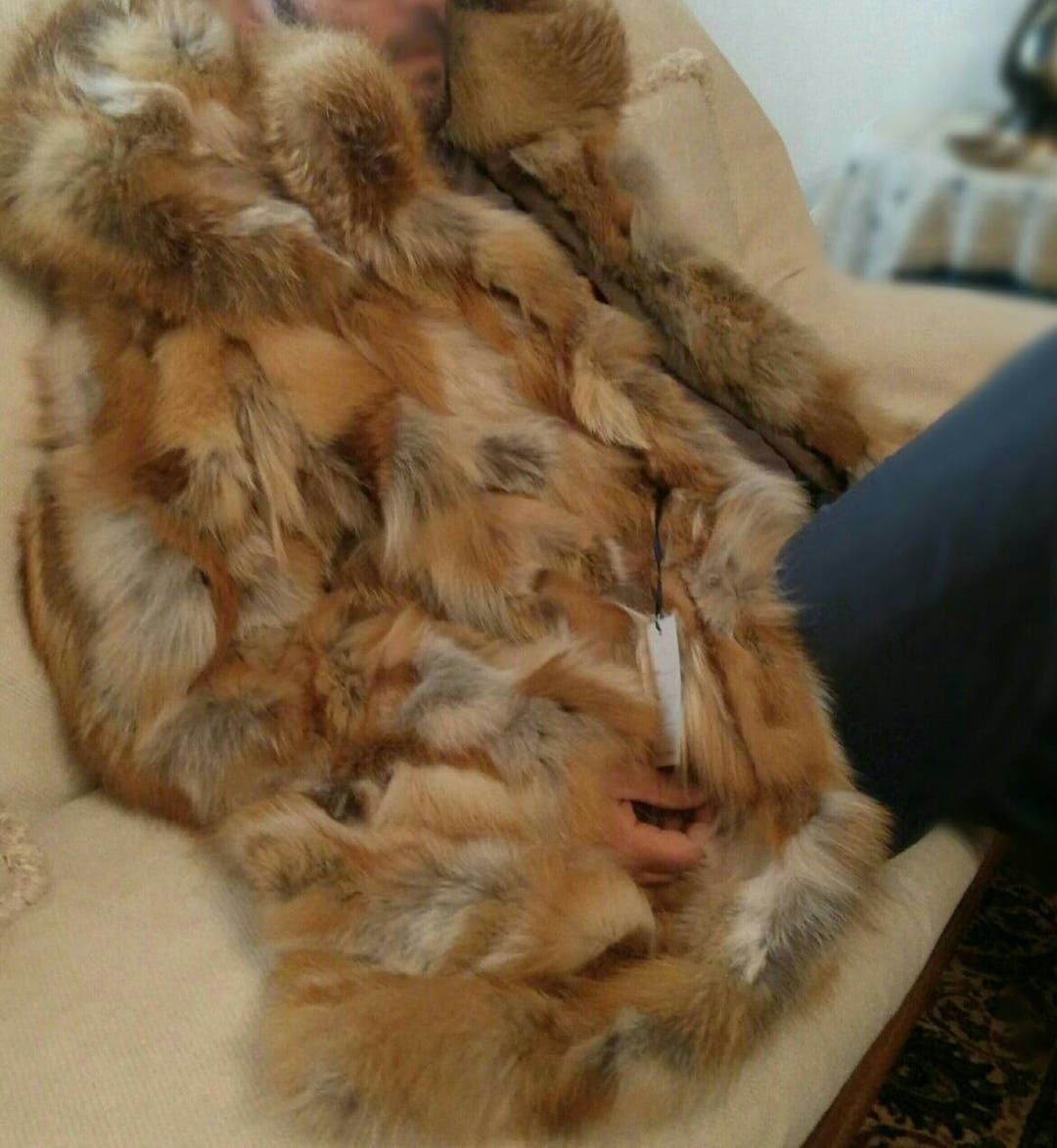 MEN'S New Real Natural With DETACHABLE HOOD, Knee Length Red Fox Coat ...