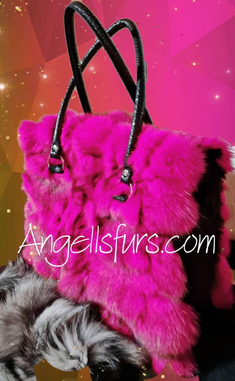 FUCHSIA COLOR FOX Bag!Brand New Real Natural Genuine Fur!