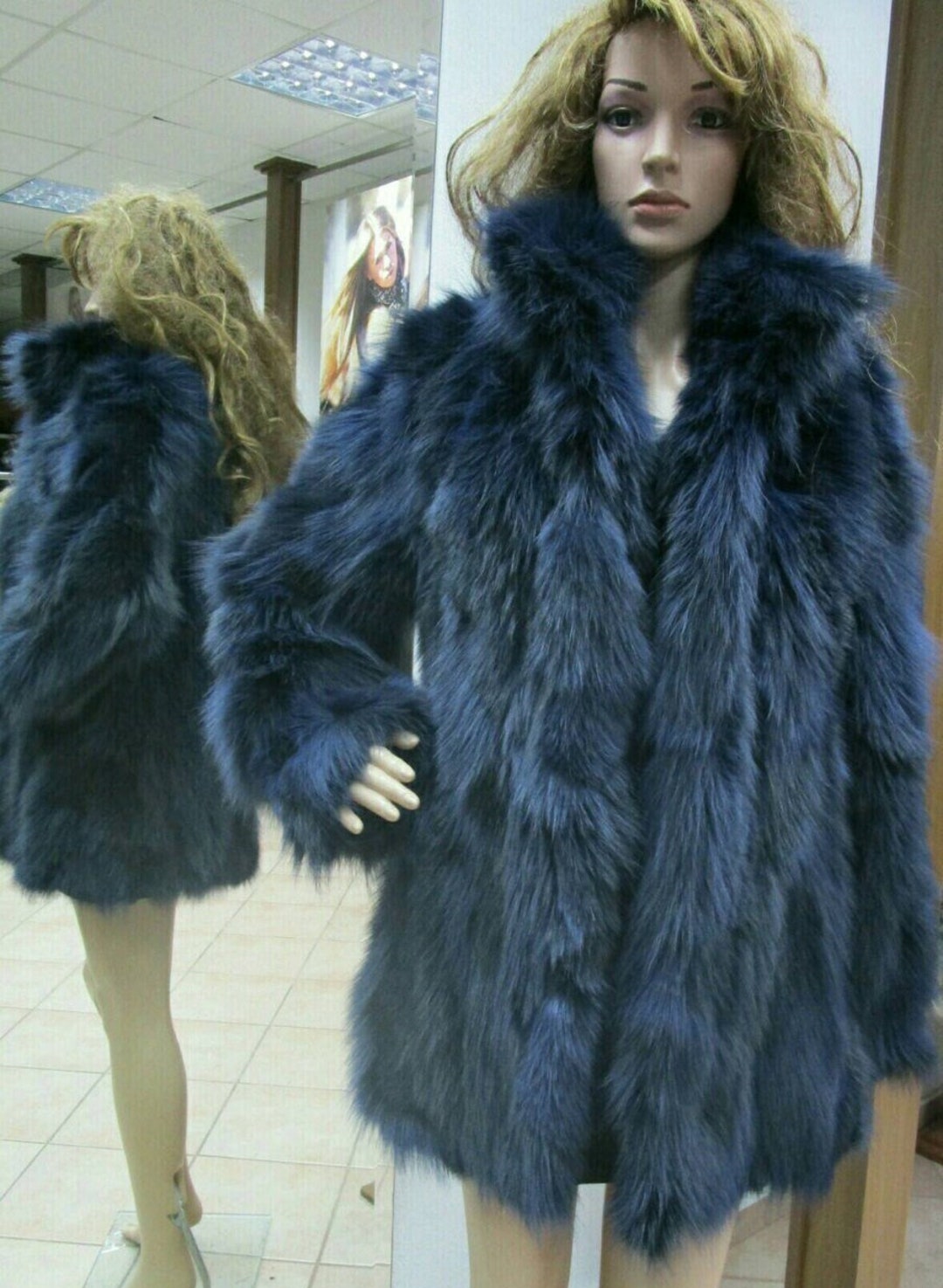 BLUE COLOR FOX Furcoat!brand New Real Natural Genuine Fur! - Etsy