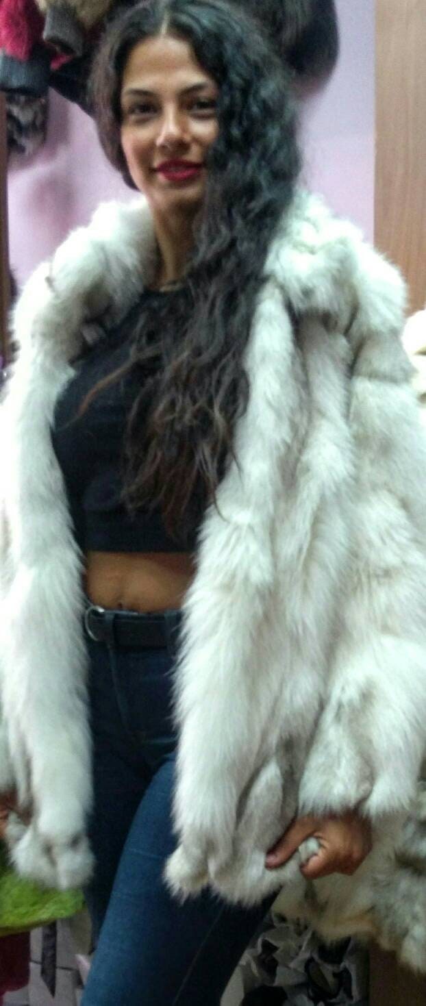 BLUE FOX FUR Coat!Brand New Real Natural Genuine Fur!
