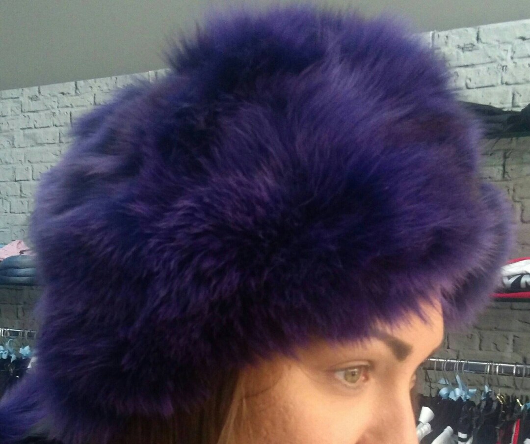 PURPLE FOX Fur Hat!brand New Real Natural Genuine Fur! - Etsy