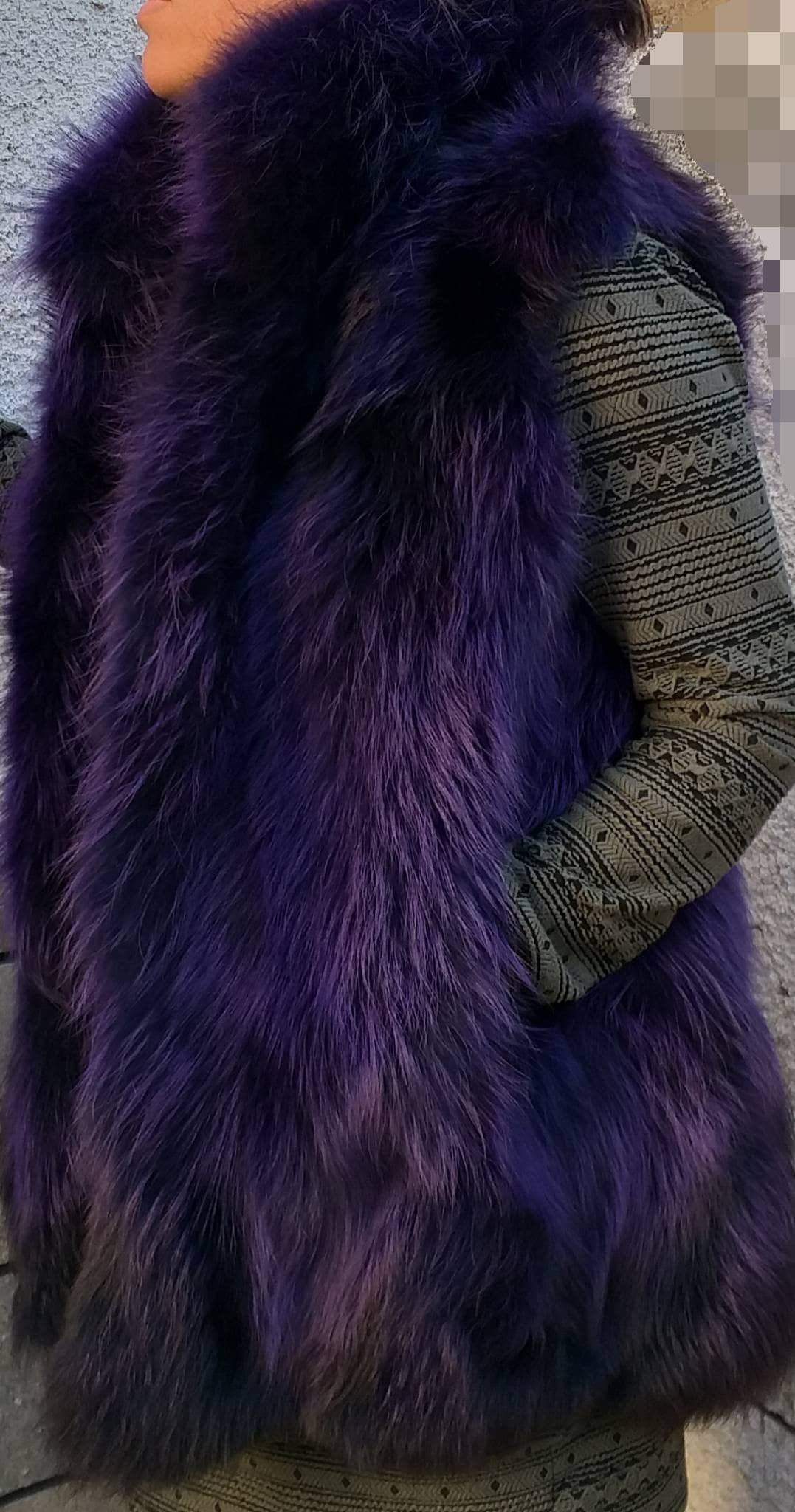 PURPLE RACCOON VEST!Brand New Real Natural Genuine Fur!