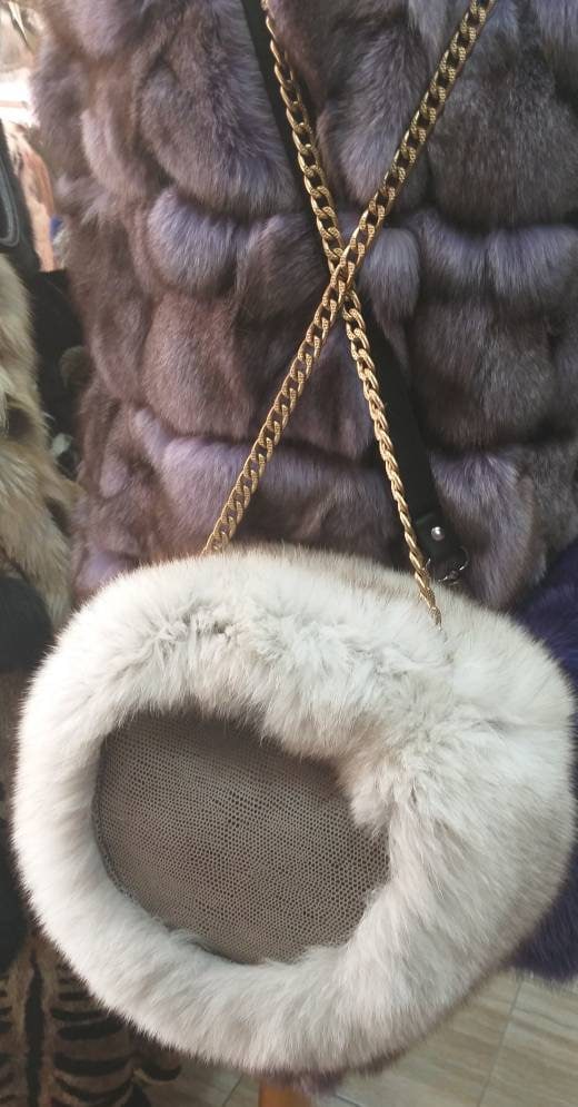 New!Real Natural Full pelt Blue FOX Fur Bag