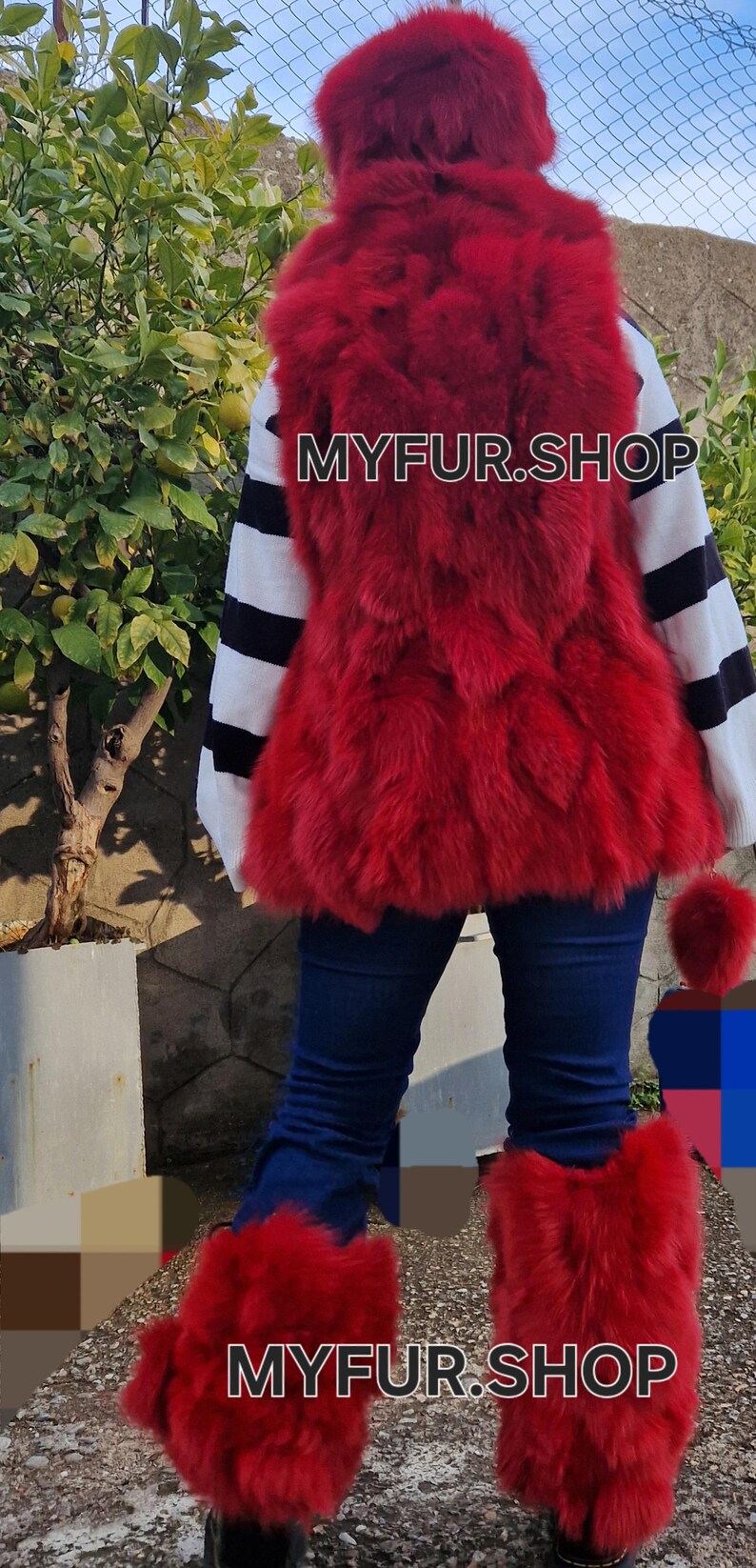 RED COLORED FOX Fur Vest!brand New Real Natural Genuine Fur - Etsy UK