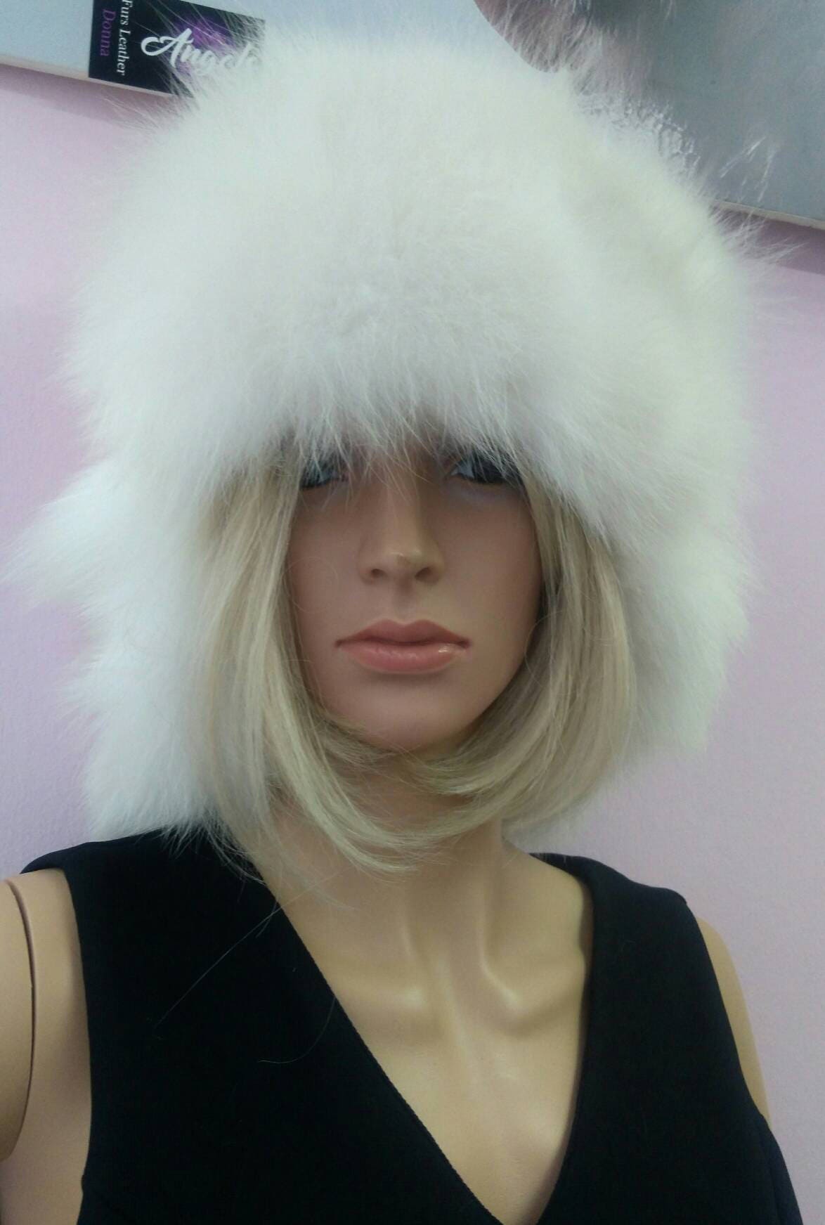New!Natural,Real White Fox Fur HAT!!!