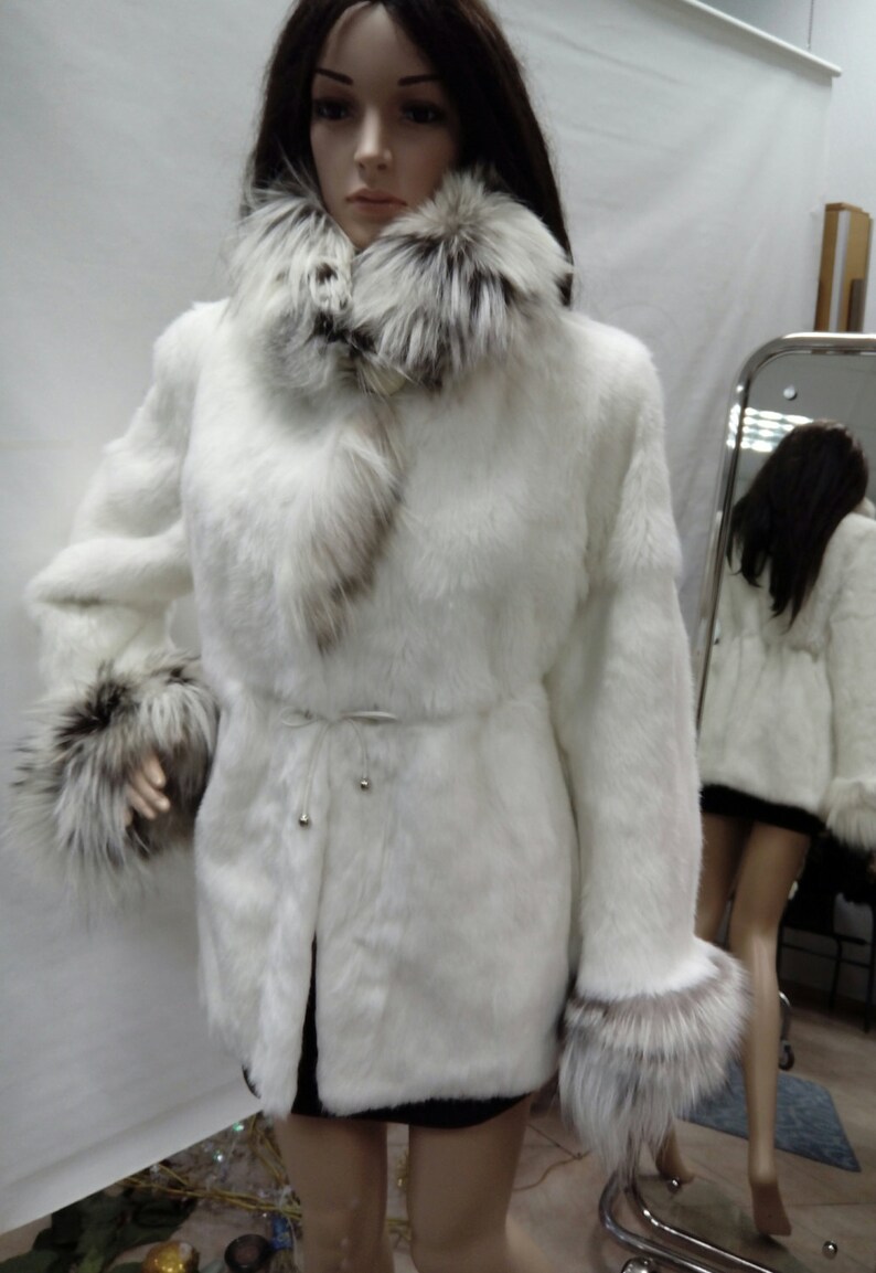 NEW Natural Real Fullskin White Rabbit Fur With Rich Fox | Etsy