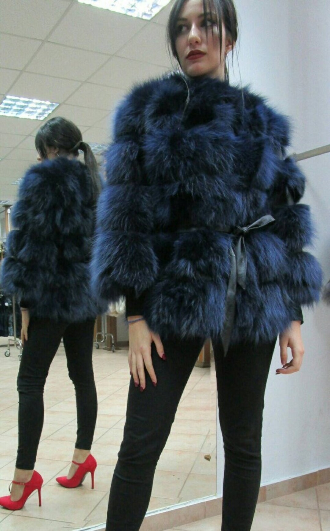 BLUE Colored FOX FUR Jacket!brand New Real Natural Genuine Fur - Etsy