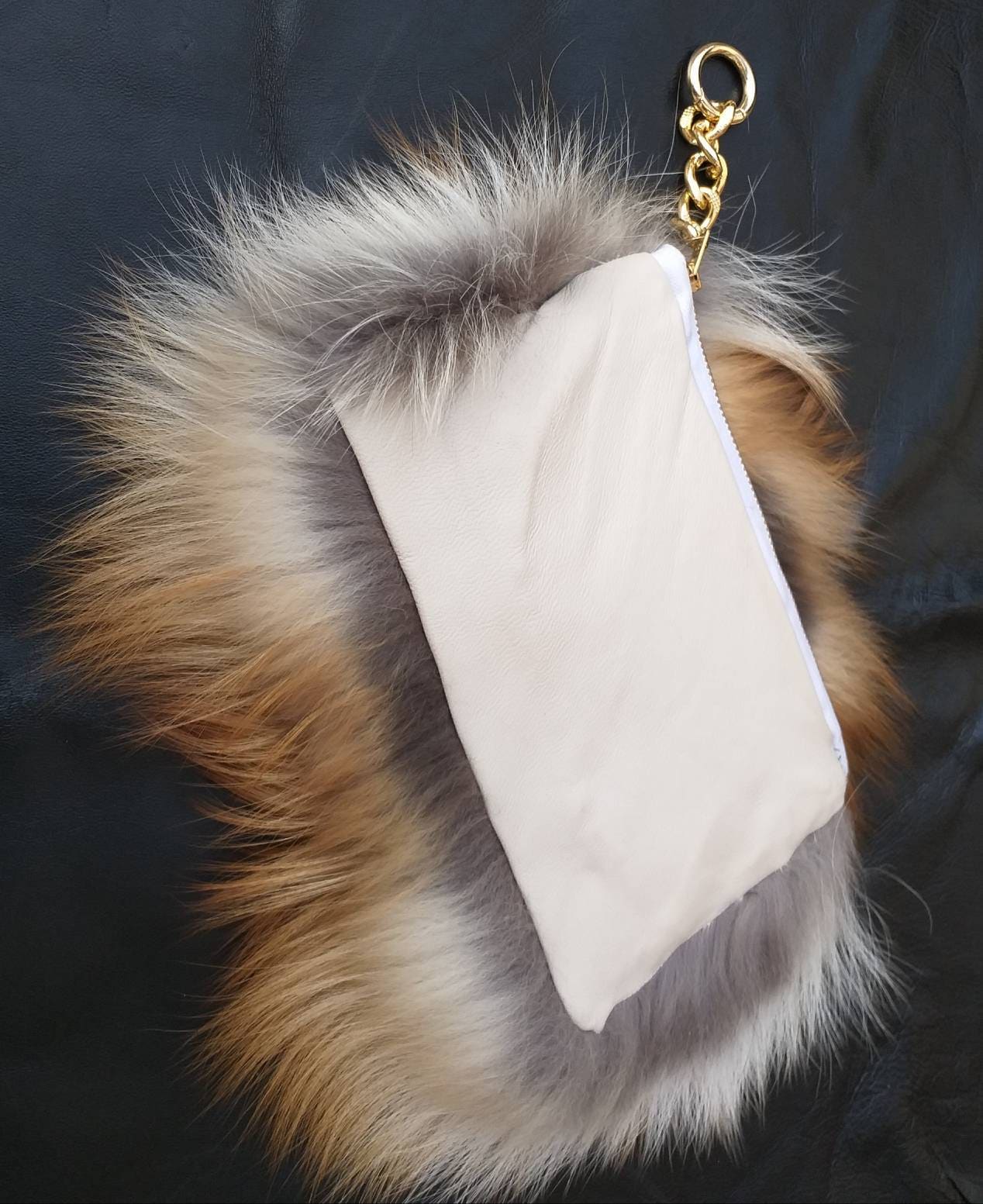 New!Natural,Real Small RED FOX Fur Wallet-Keychain-mobile case!