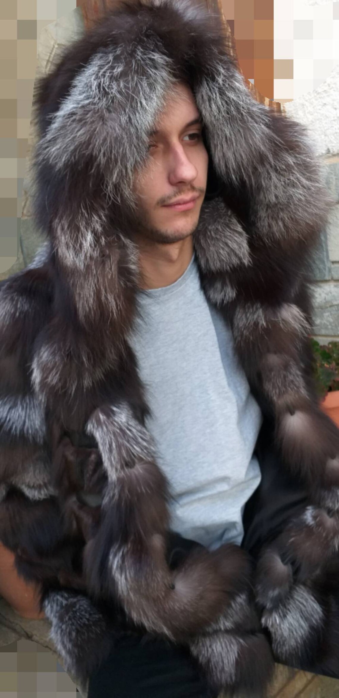 MEN'S SILVER FOX Hooded Fur Coatbrand New Real Natural - Etsy