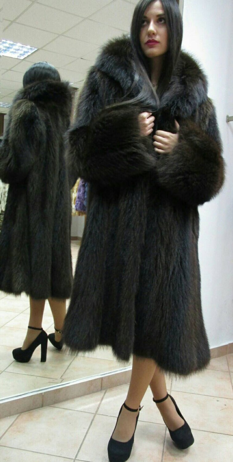 BROWN RACCOON Fur Coat!Brand New Real Natural Genuine Fur