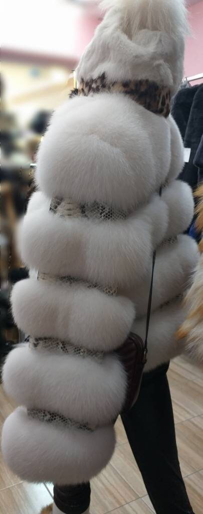 NEW!!!Natural Real Full Fox Fur jacket with DETACHABLE SLEEVES!