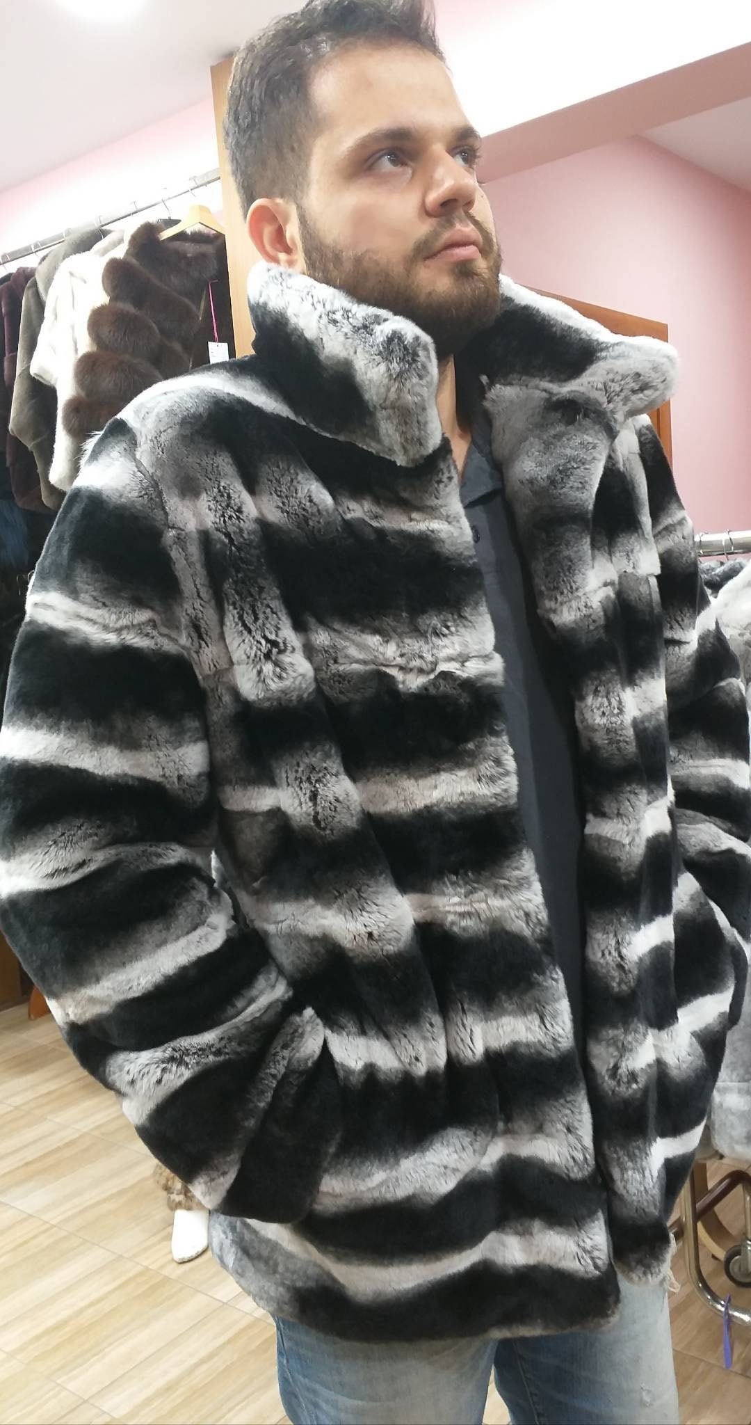 MEN'S REX FUR Coatbrand New Real Natural Genuine Fur - Etsy