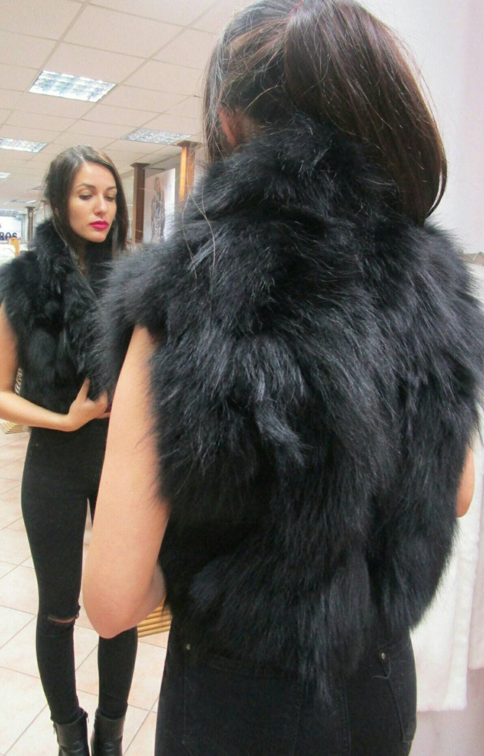 FOX FUR BOLERO Vest!Brand New Real Natural Genuine Fur!