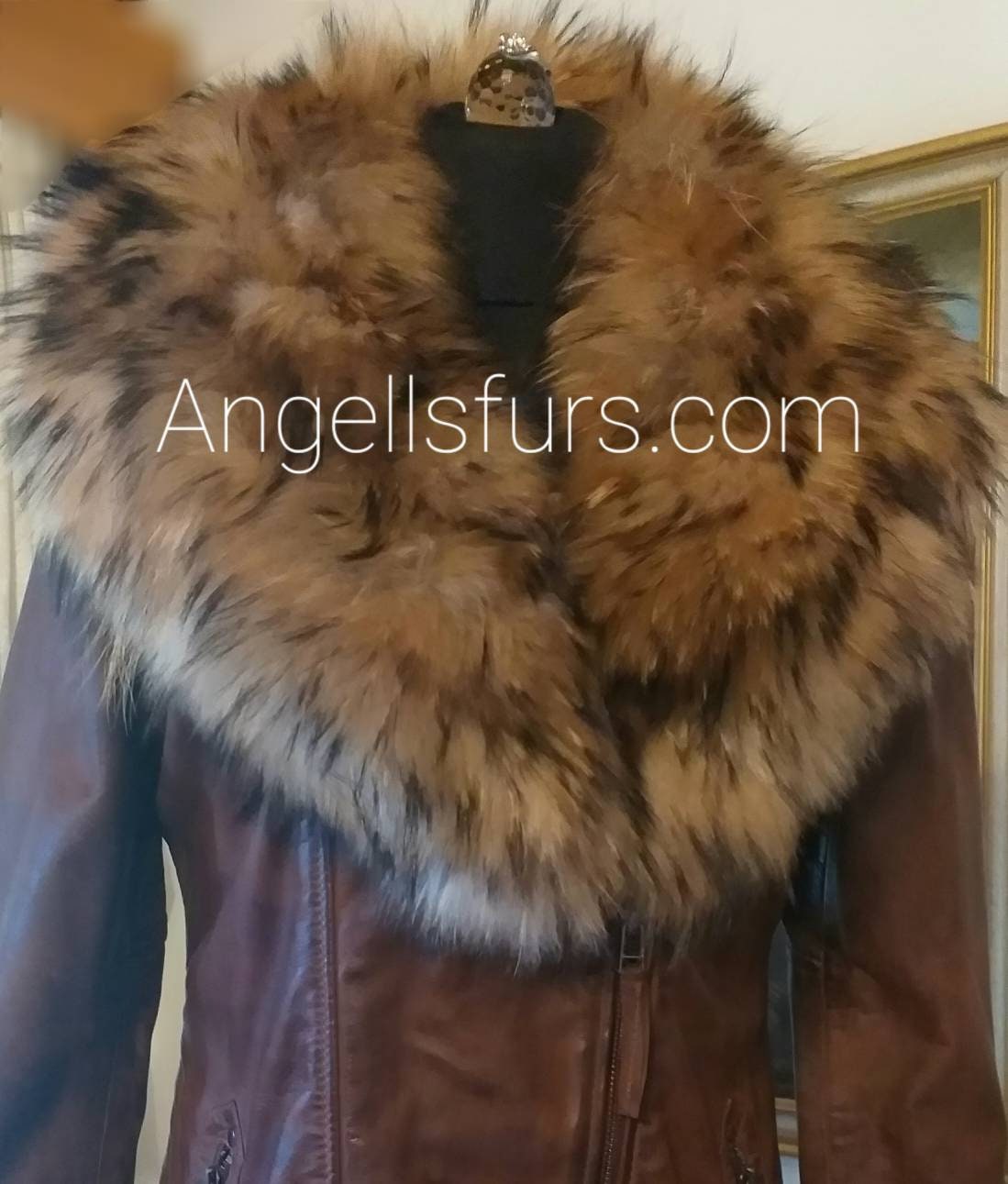 New Natural Real Amazing Long Golden Brown RACCOON Fur collar!
