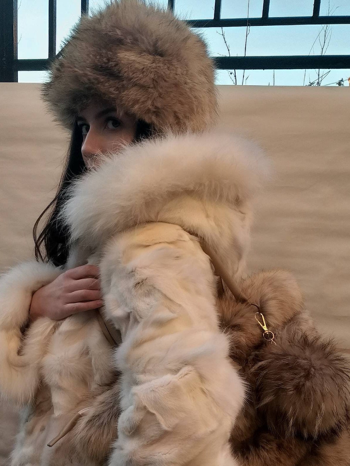 COYOTE FUR HAT!One Size!Brand New Real Natural Genuine Fur!