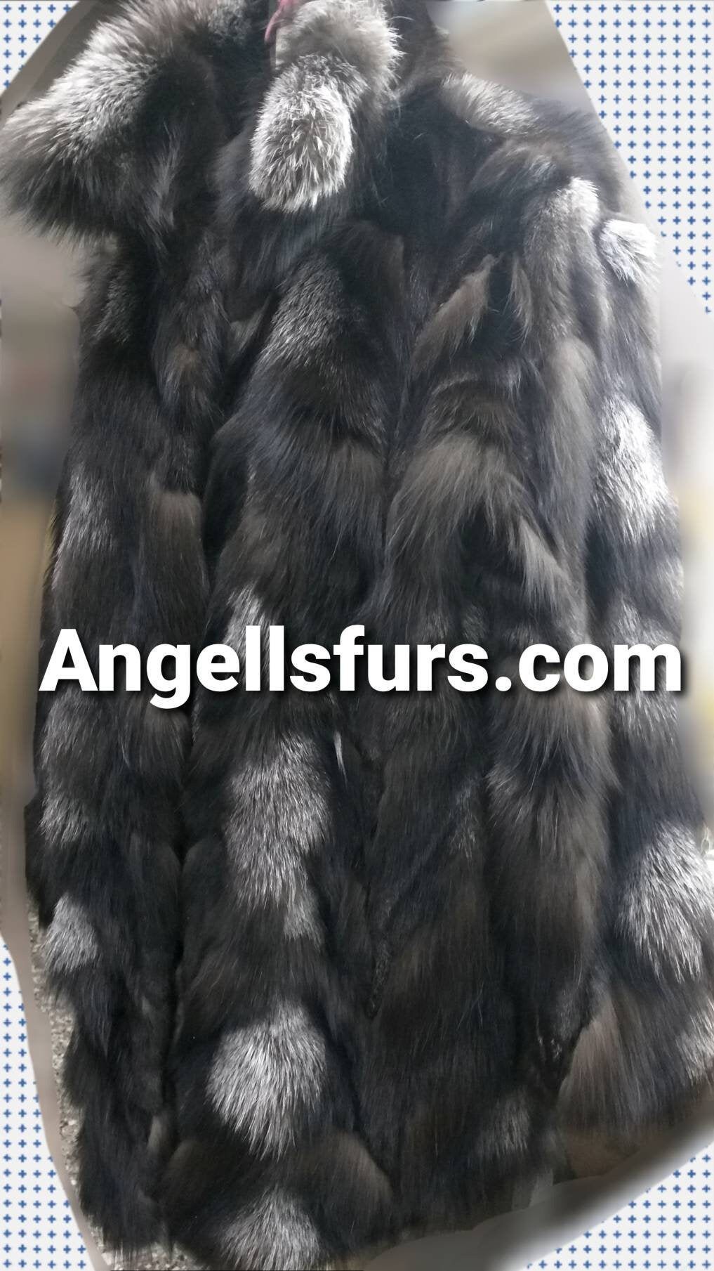 MEN'S New!Real Natural SILVER FOX Fur Coat!