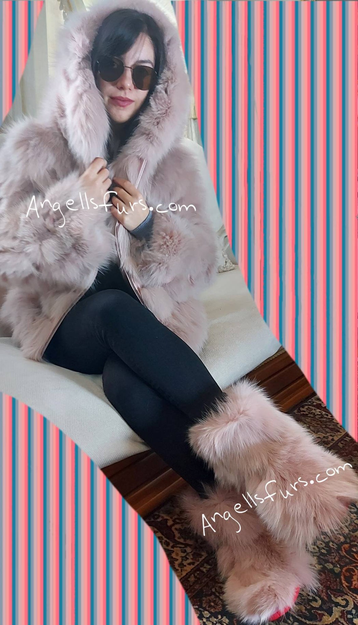 PINK HOODED FOX Fur Jacketbrand New Real Natural Genuine - Etsy