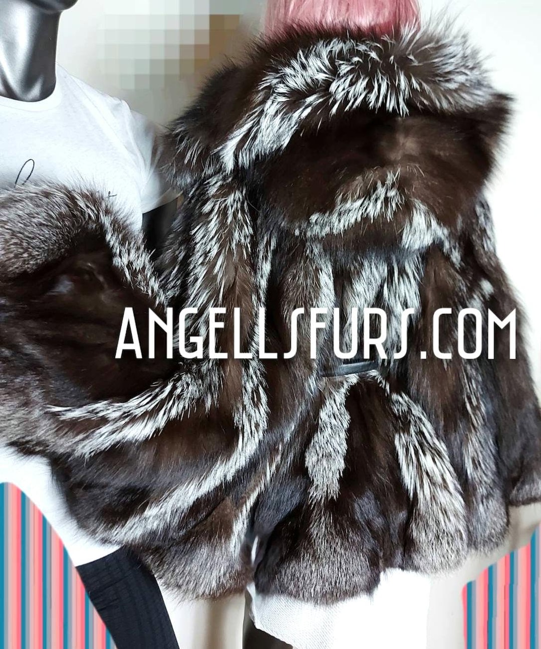 HOODED SILVER FOX Short Fur Cape!brand New Real Natural Genuine Fur! - Etsy