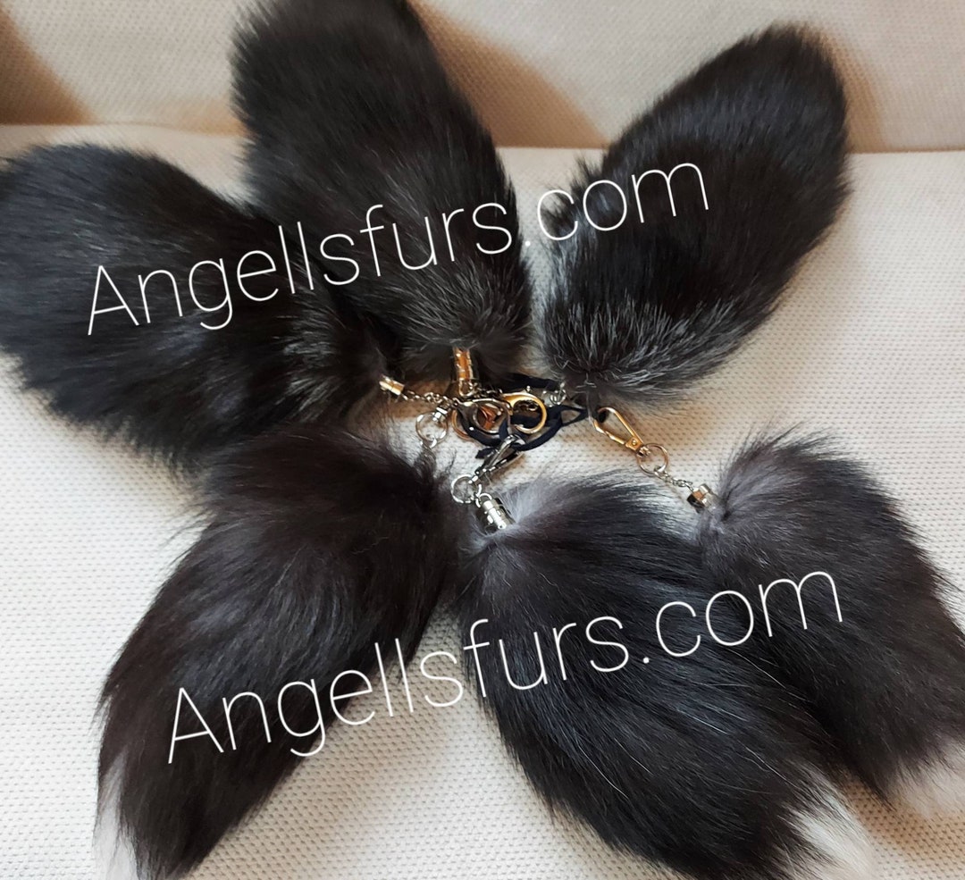 THREE SILVER FOX Tails Keychains!brand New Real Natural Genuine Fur! - Etsy