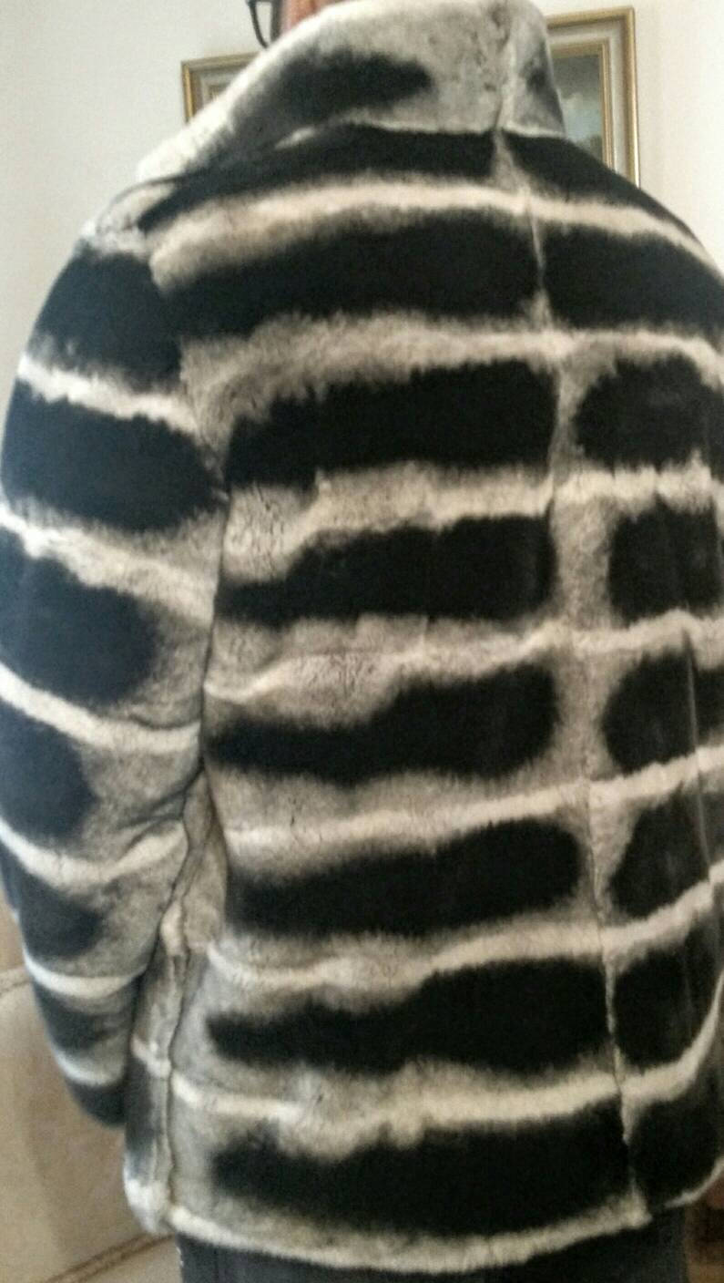 MEN'S New!Real Natural REX fur in chinchilla color Jacket!