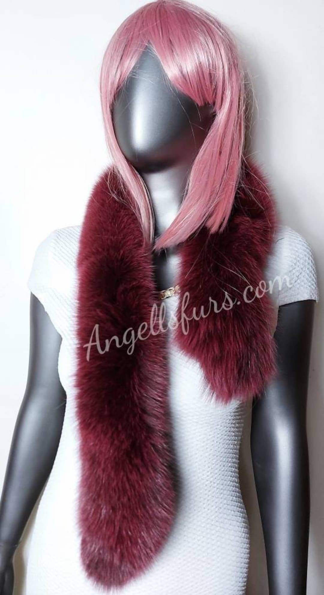 Light BURGUNDY FOX Fur Scarfbrand New Real Natural Genuine Fur - Etsy