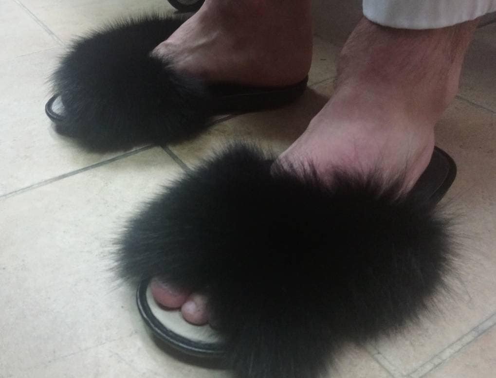 MEN'S! New Real Modern LEATHER SANDALS with Black Fox on the top!