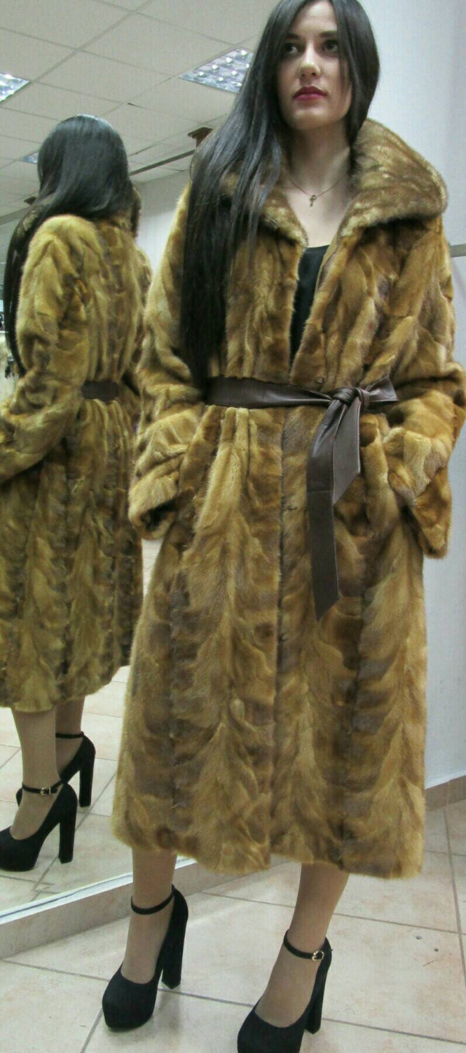 New Real Beautiful Golden MINK LONG Fur Coat! Order Any color!