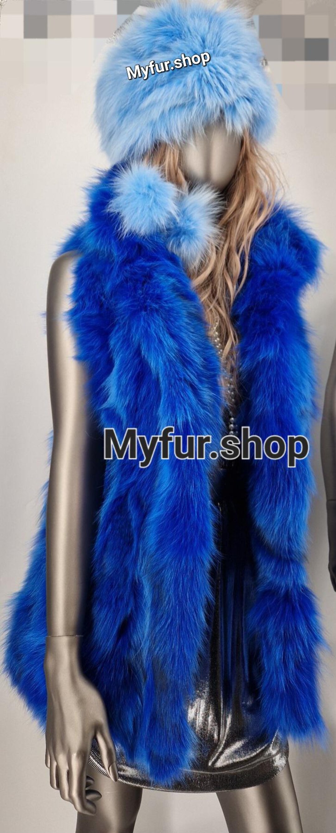 ROYAL BLUE FOX Fur Vest!brand New Real Natural Genuine Fur - Etsy