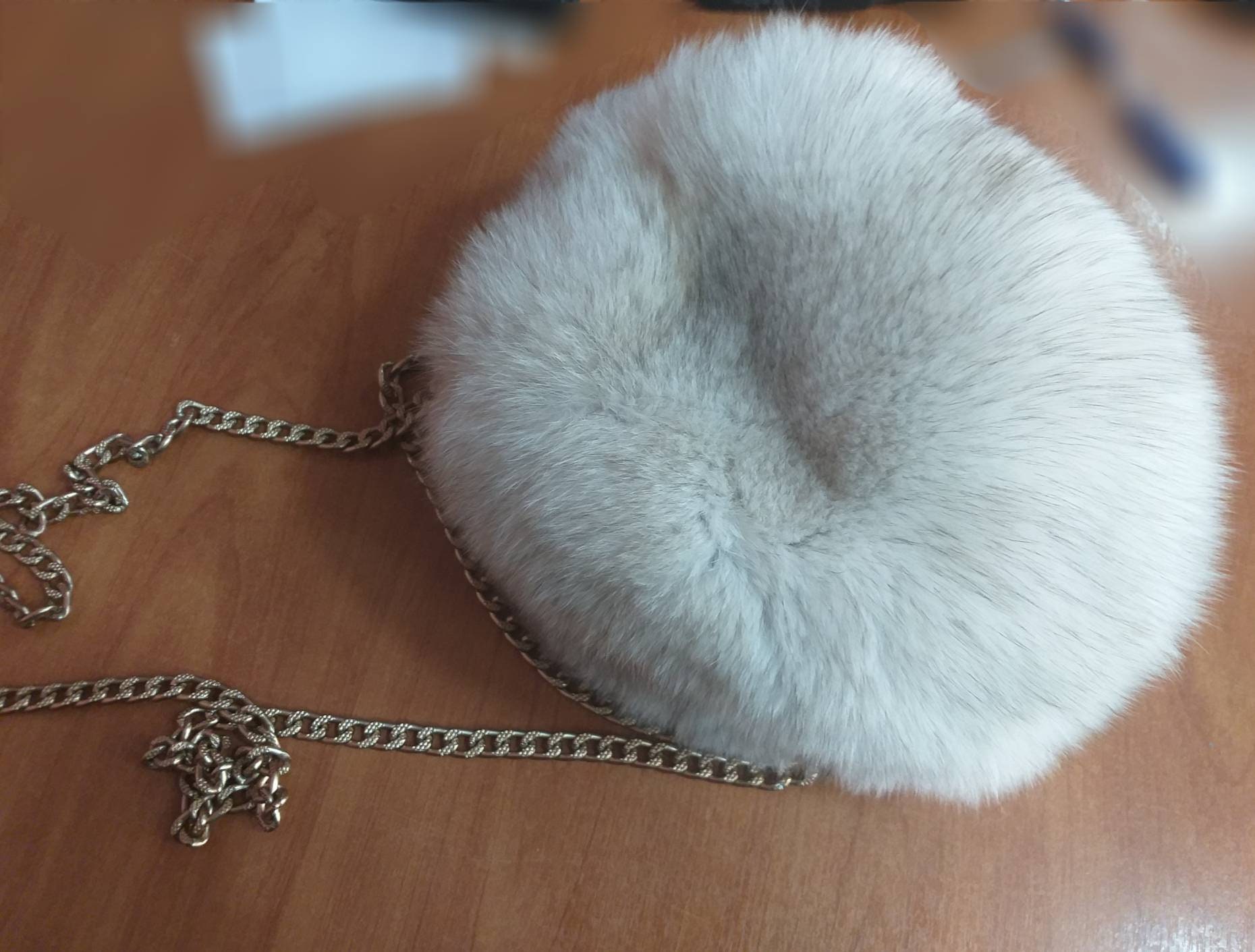 New!Real Natural Full pelt Blue FOX Fur Bag