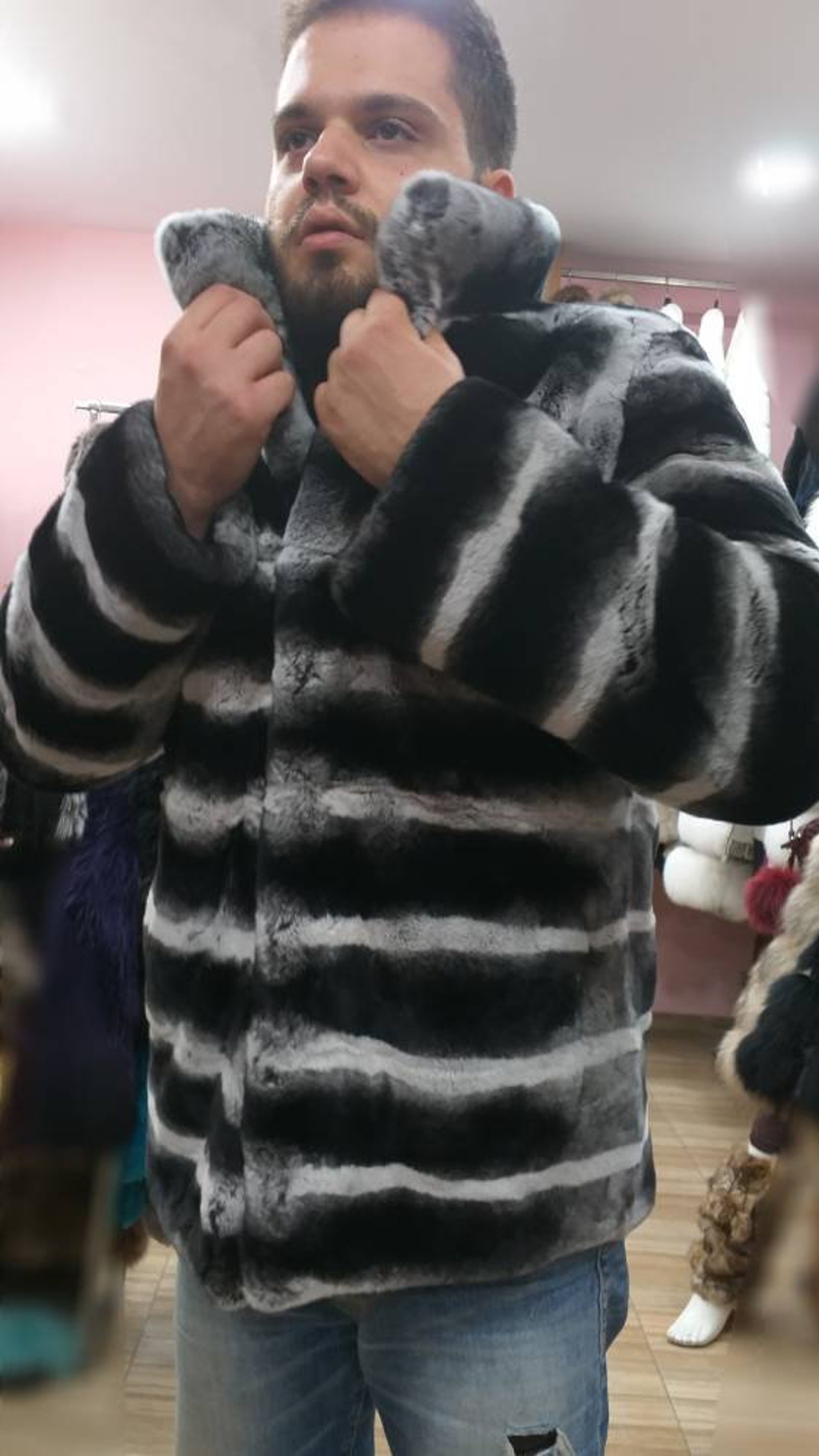 MEN'S REX FUR Coatbrand New Real Natural Genuine Fur - Etsy