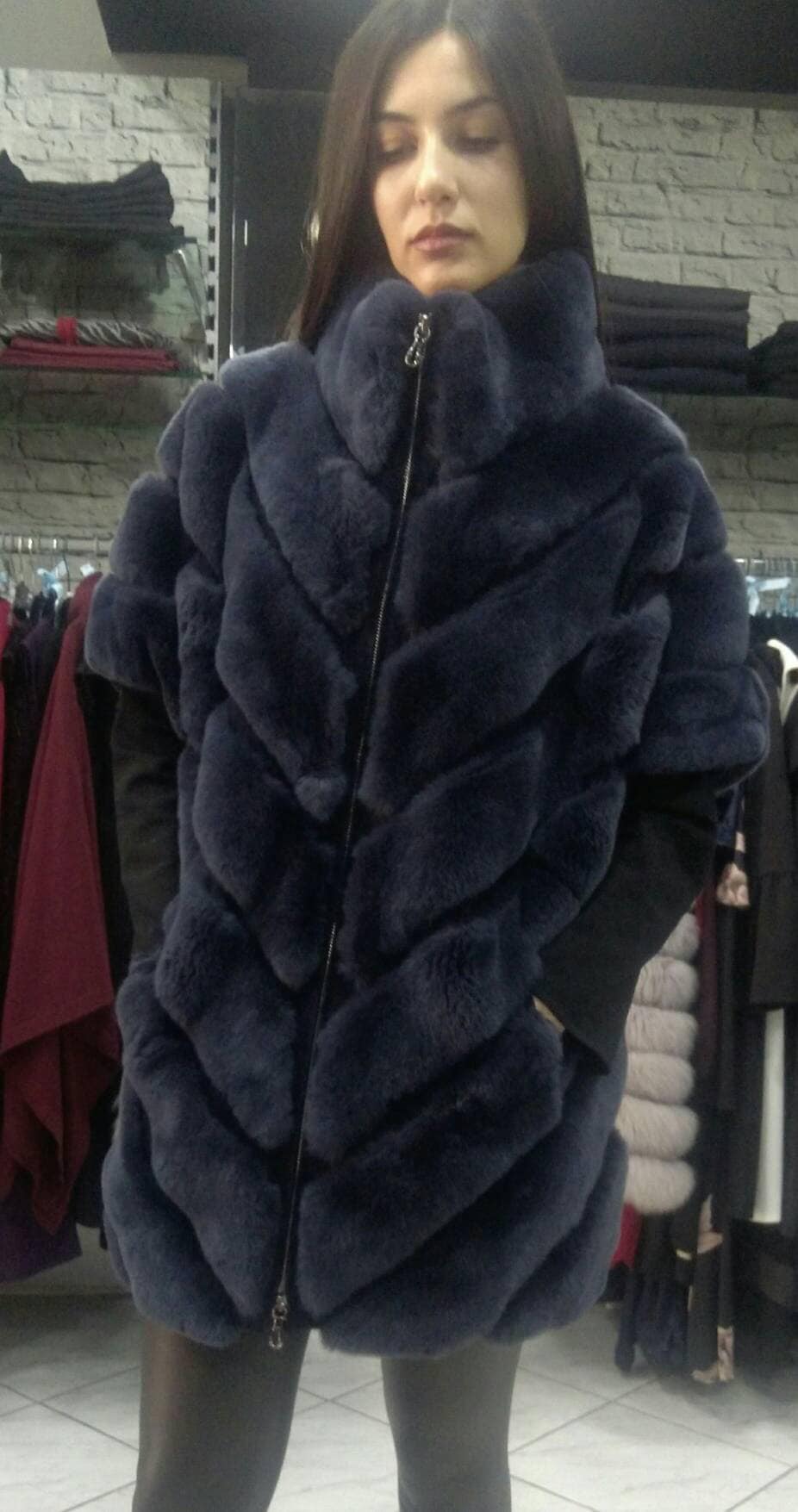 REX FUR JACKET with short sleeves in an Any color!Fullpelts!Brand New ...