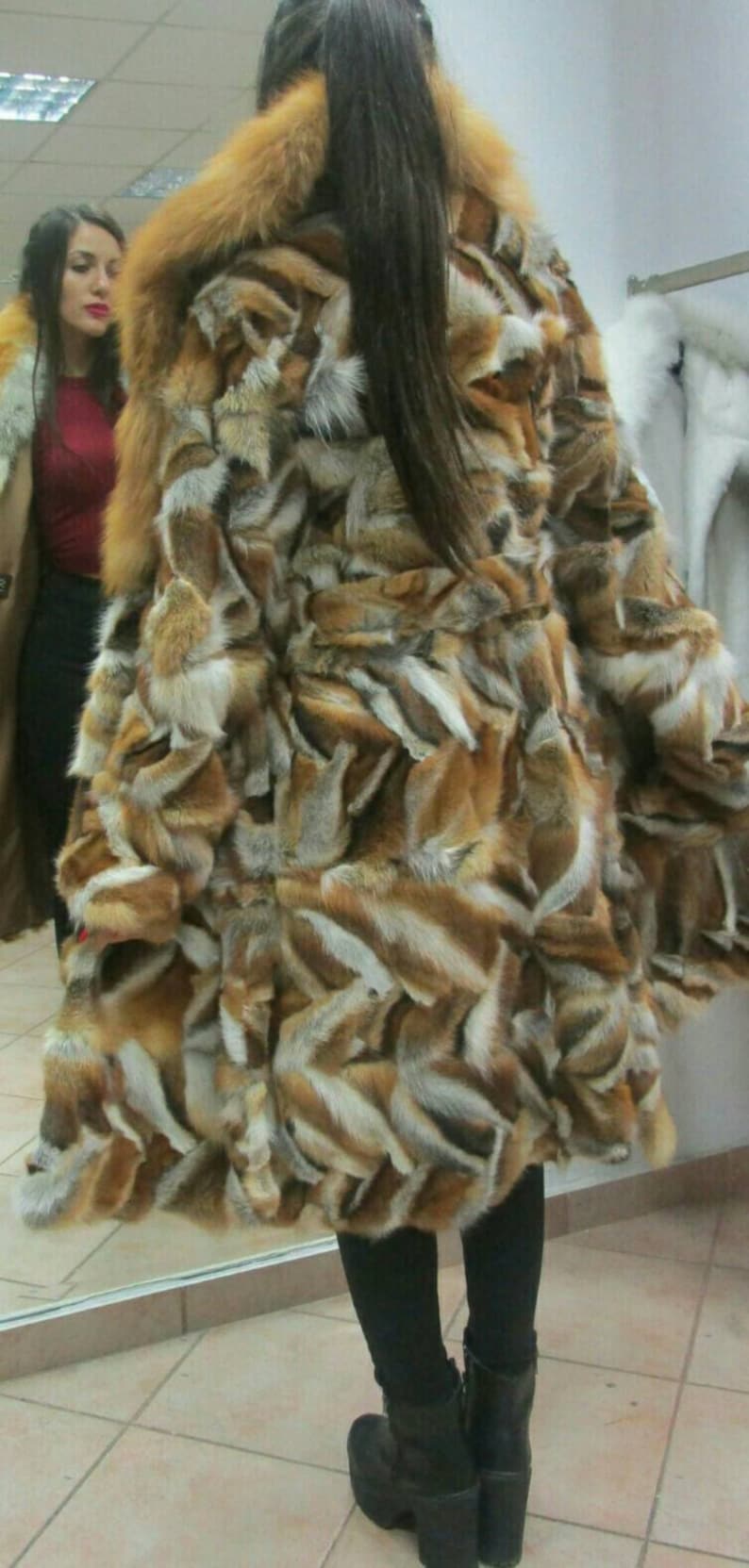 NewNatural Real Long Red Fox Fur Coat with Beautiful Fox | Etsy
