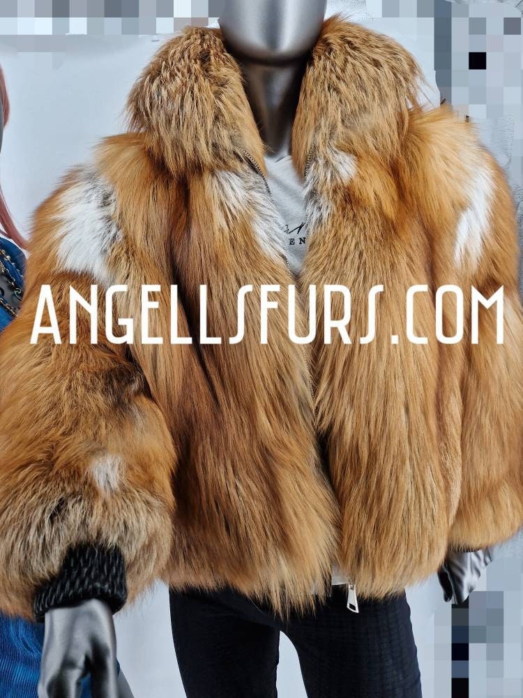 Men's RED FOX BOMBER Fullpelts Fur!Brand New Real Natural Genuine Fur ...
