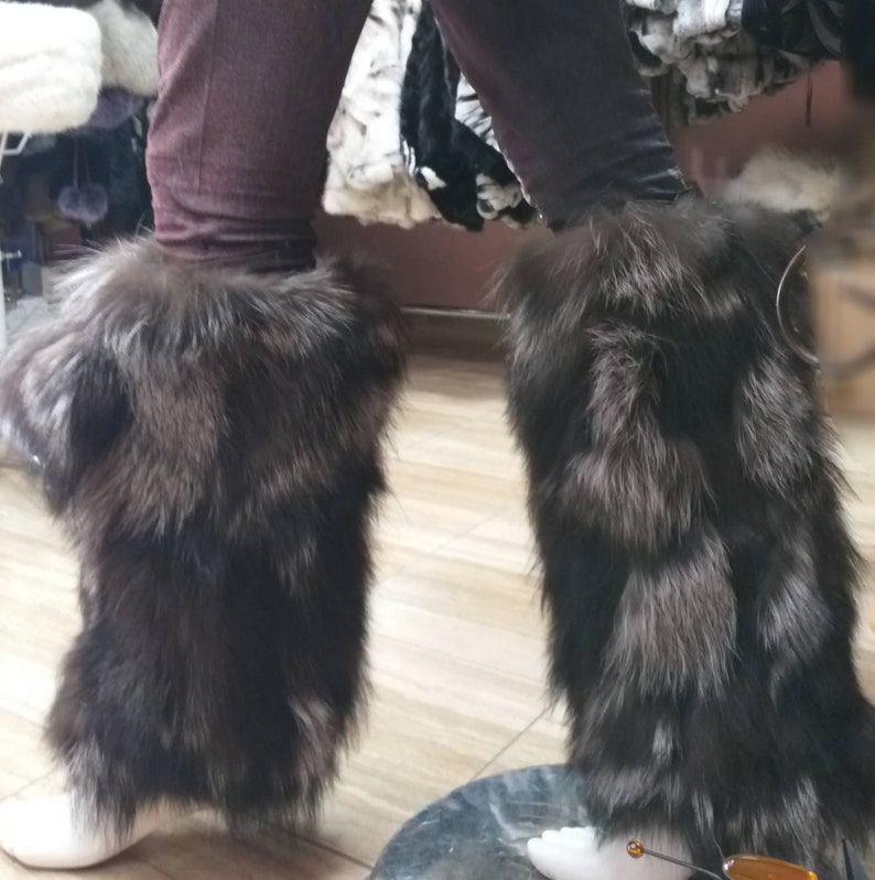 SILVER FOX LEG Warmers!brand New Real Natural Genuine Fur! - Etsy