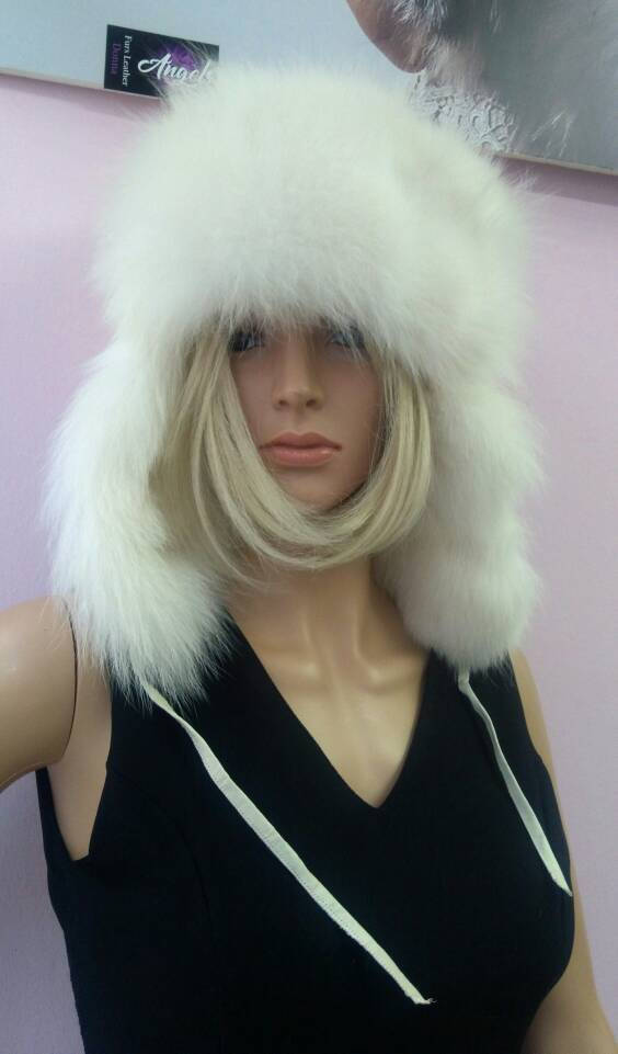 New!Natural,Real White Fox Fur HAT!!!