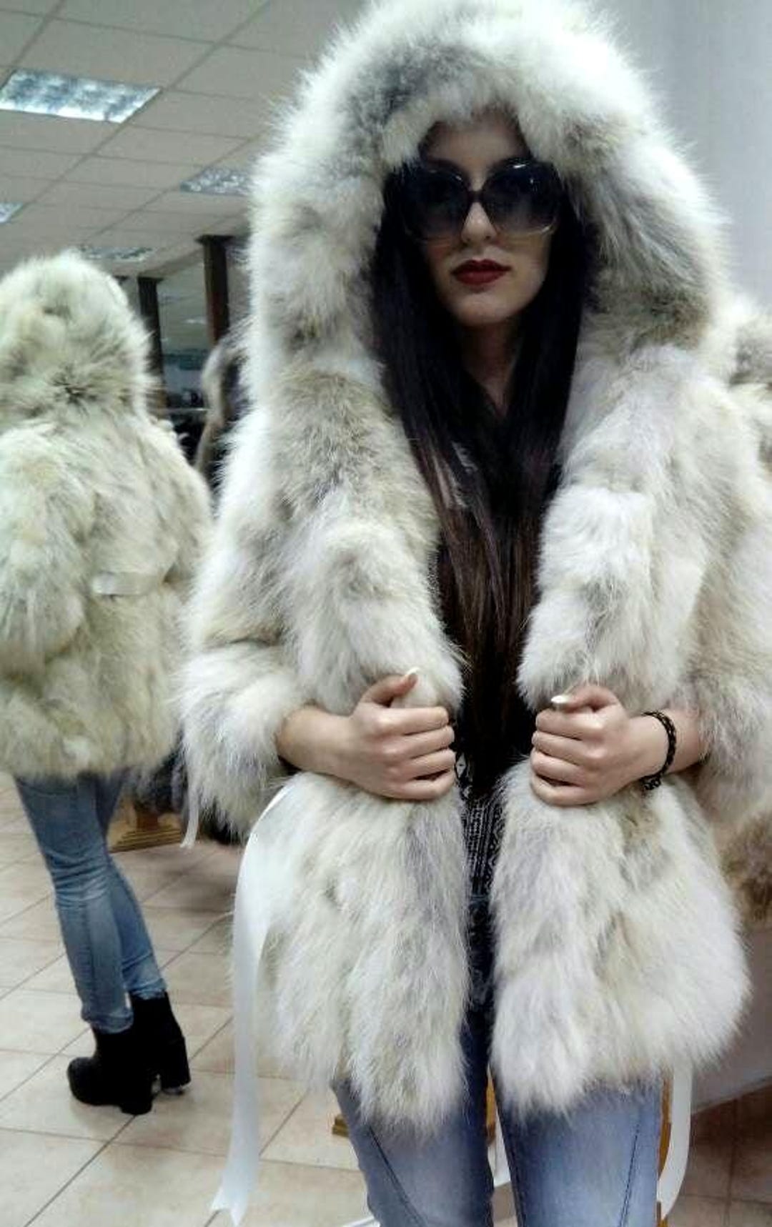HOODED FOX Jacket!brand New Real Natural Genuine Fur! - Etsy