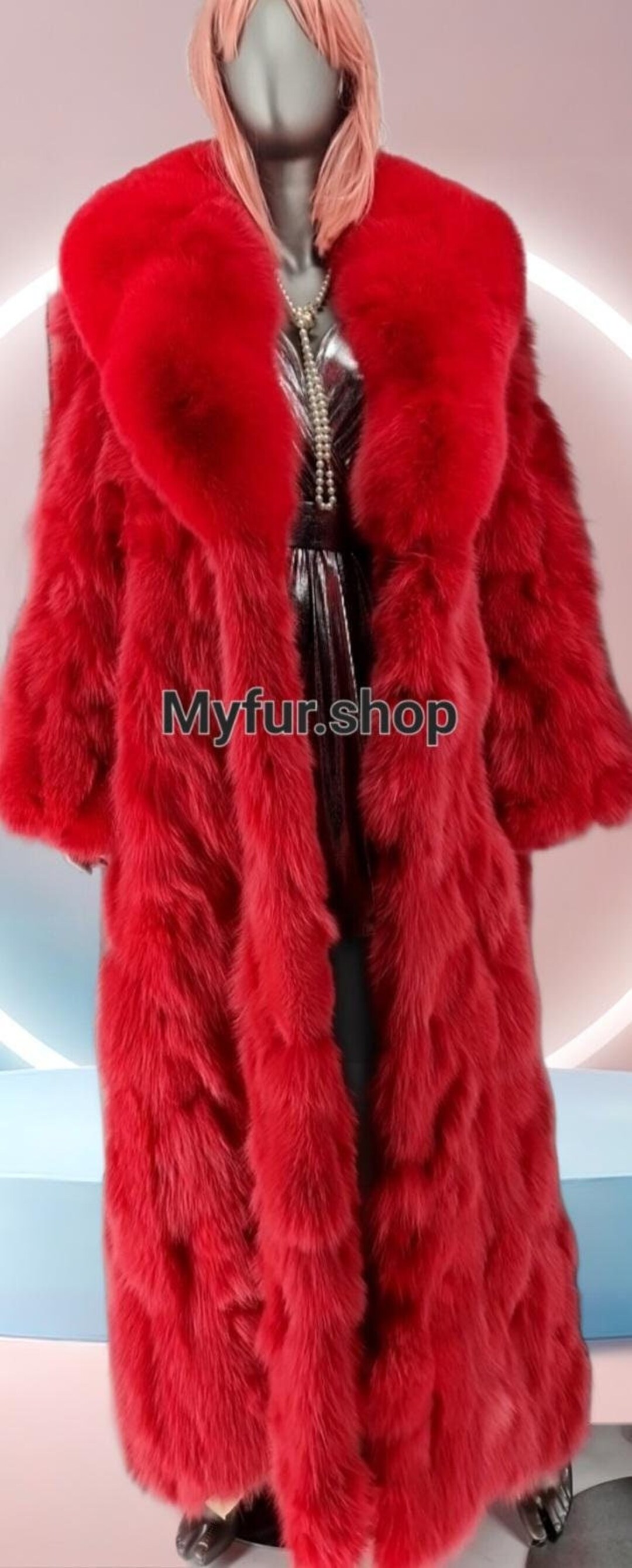 Floor LENGTH RED Colored FOX Coat!order Any Color!brand New Real ...
