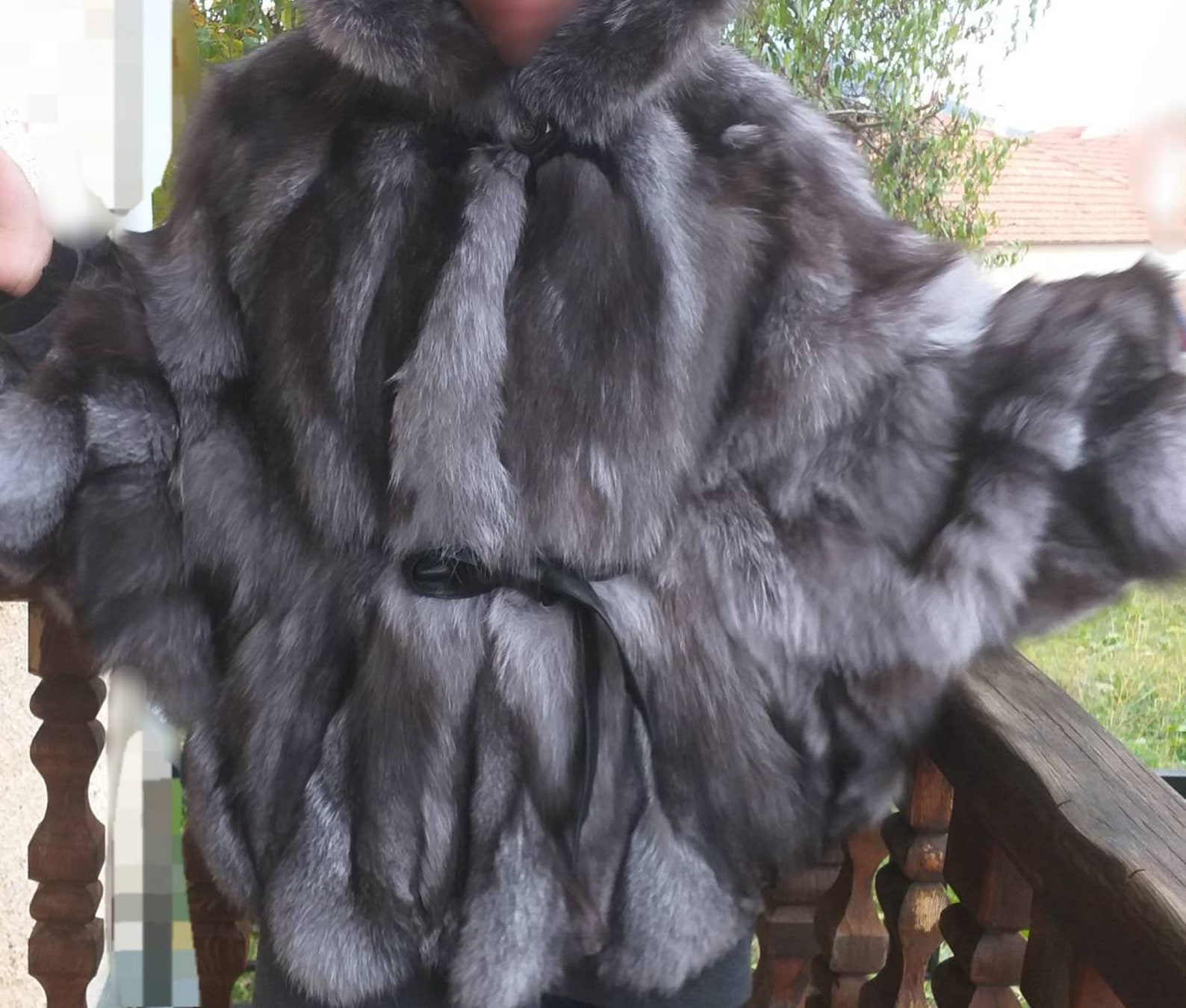 HOODED SILVER FOX Fur Cape!brand New Real Natural Genuine Fur! - Etsy