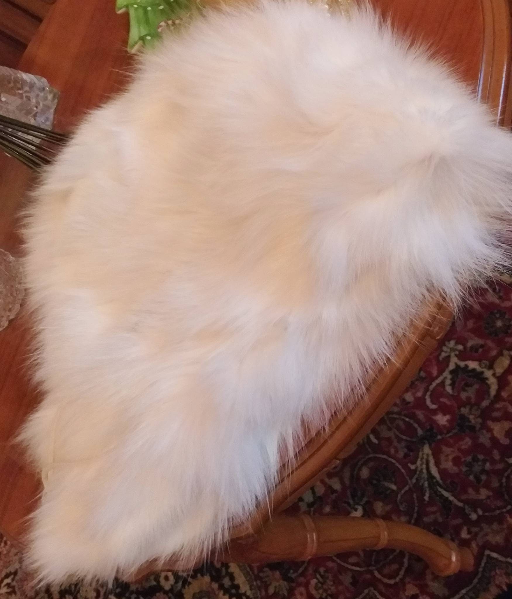 New,Natural Real WHITE FOX Fur Hood!