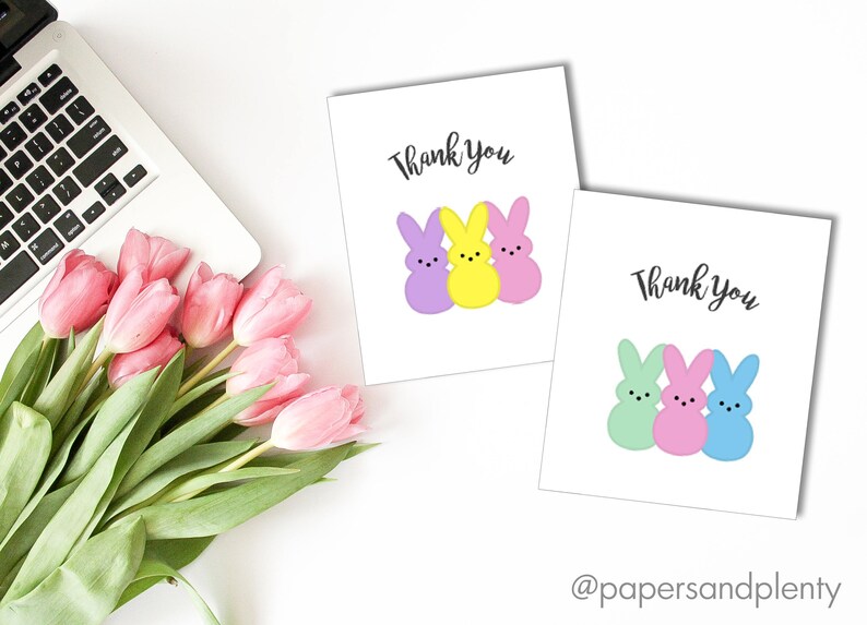 DIGITAL FILE Easter Peeps Thank You Cards | Etsy