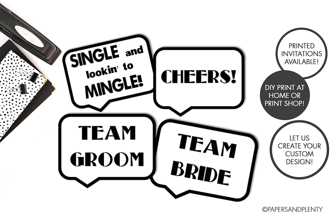Wedding Photo Booth Props Set of 8 | Team Bride | Team Groom | Mr & Mrs ...