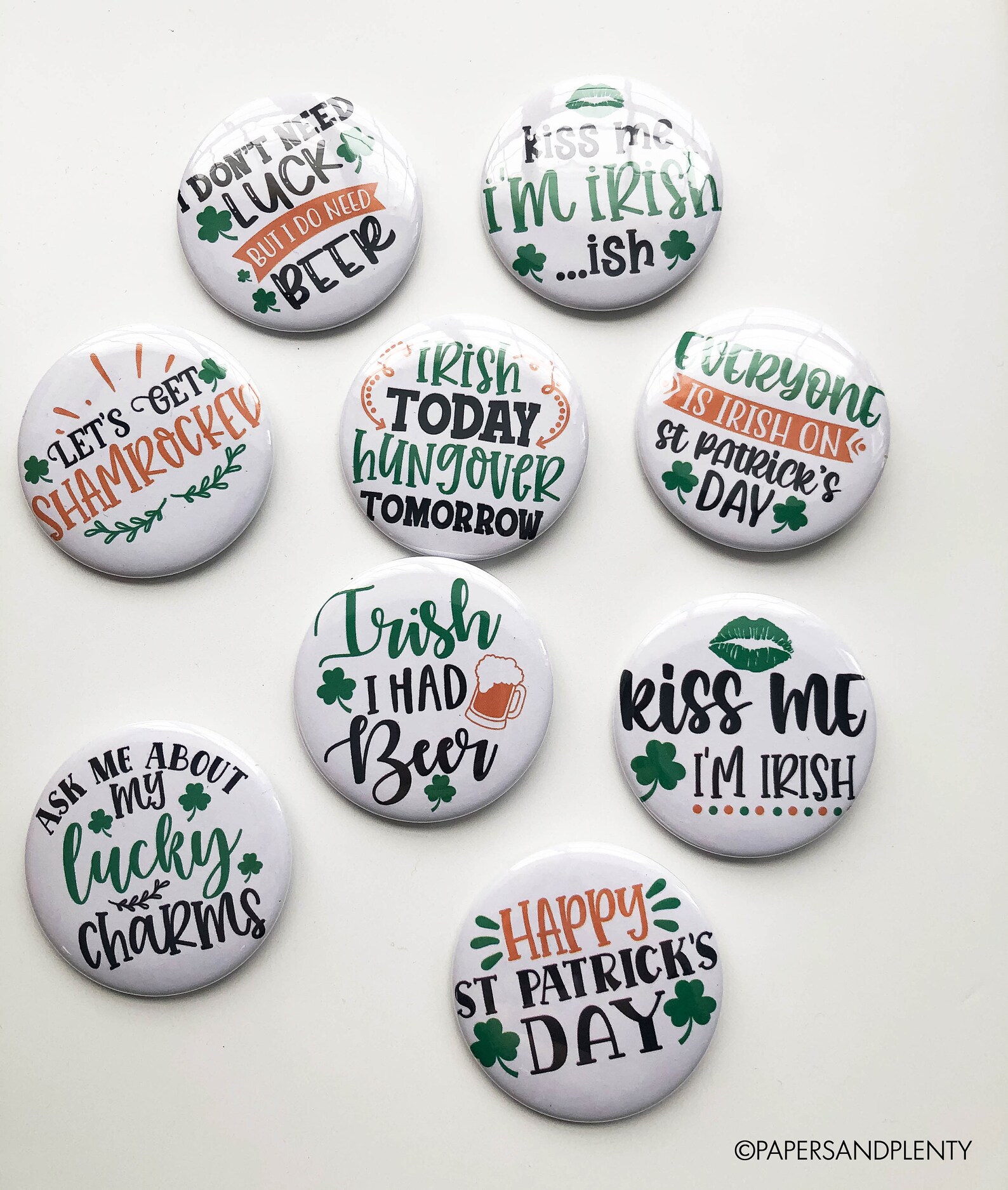 St. Patrick's Day Pin Button Set Holiday Buttons Happy - Etsy