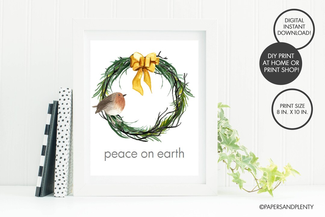 DIGITAL FILE - Peace on Earth - Holiday Print | Christmas Decor ...