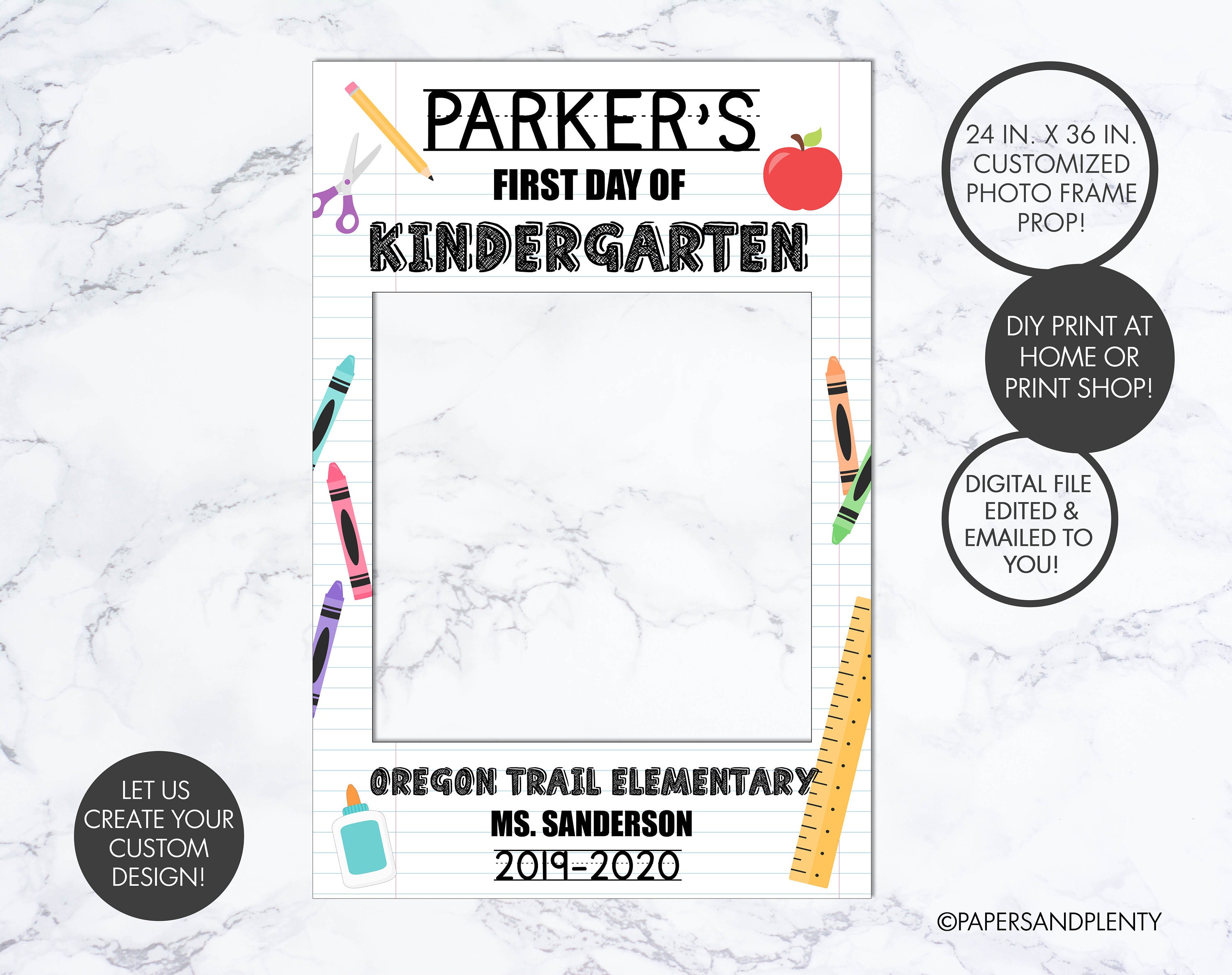 DIGITAL FILE- First Day of School Photo Prop Frame | School Photo Prop ...
