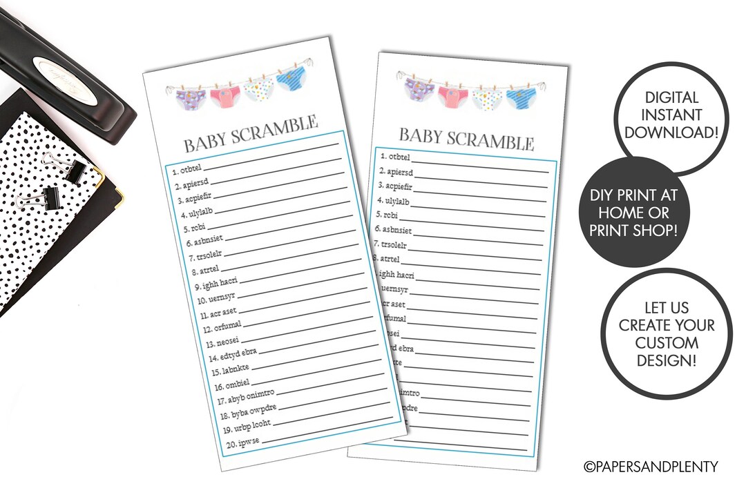 DIGITAL FILE - Baby Scramble Baby Shower Game + Answer Key | Word ...