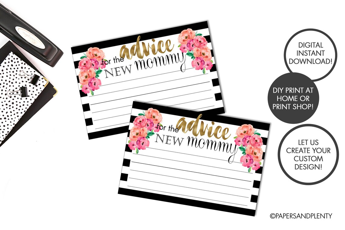 DIGITAL FILE New Mommy Advice Cards GOLD Baby Shower - Etsy