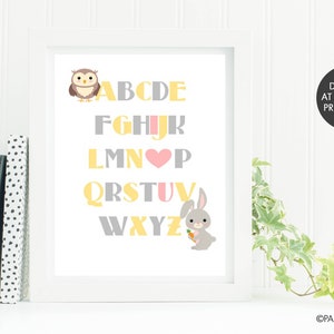Woodland Animal Alphabet Nursery Print | Wall Art | Home Decor ...