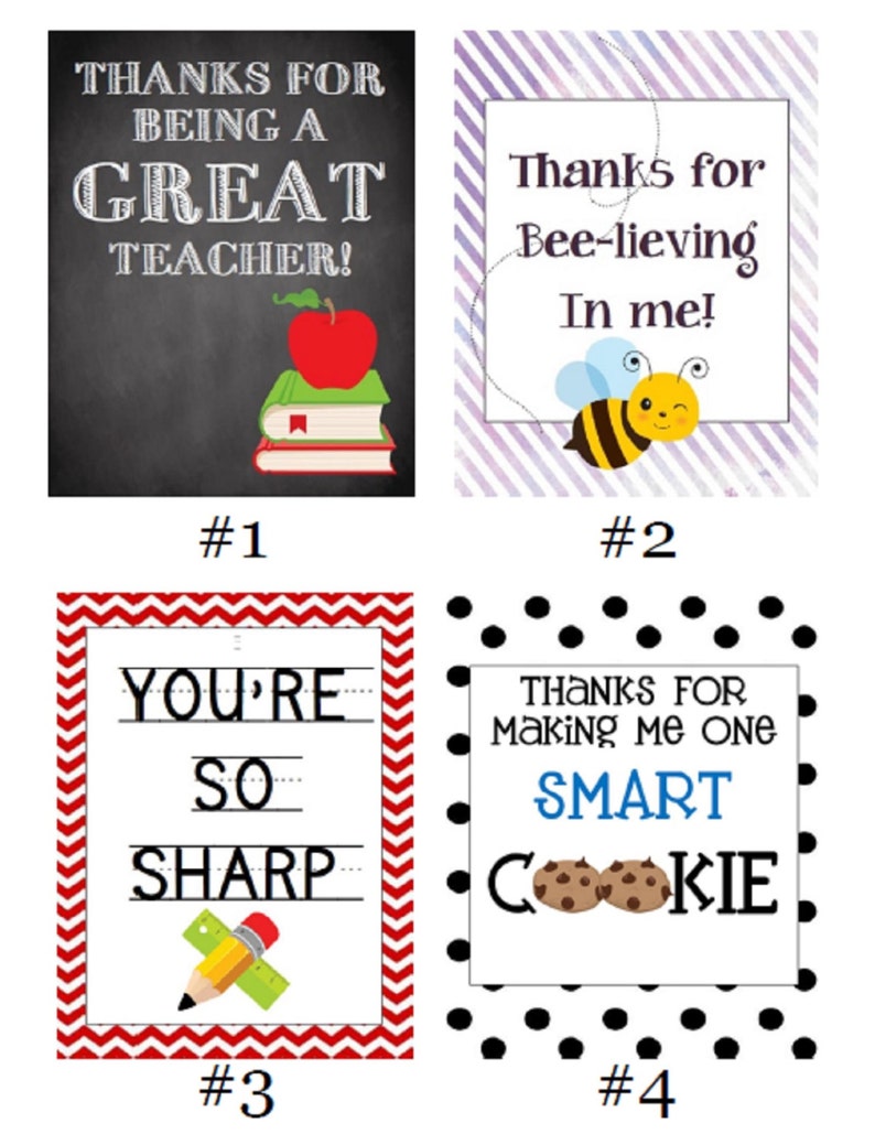 Teacher Appreciation Week Thank You Gift Tags | End of the Year Thank ...