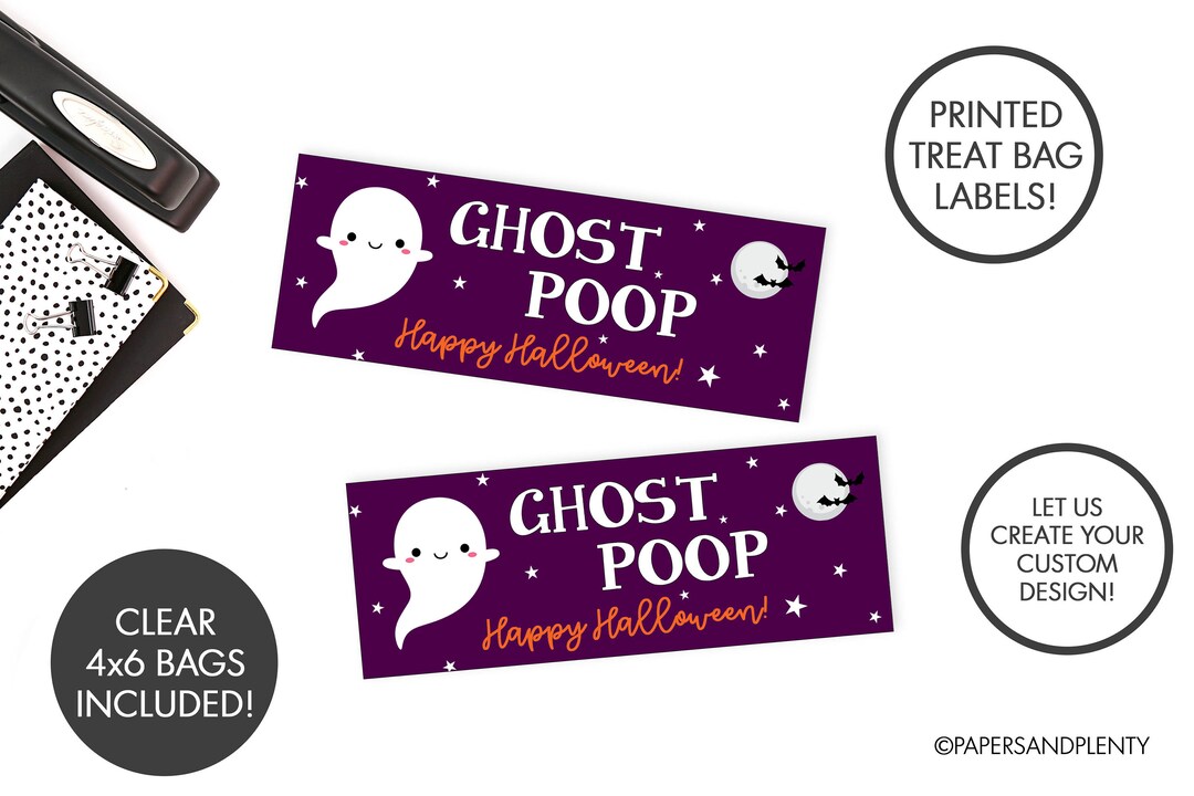 Printed Halloween Goodie Bags and Tags, Clear Treat Bag, Halloween ...