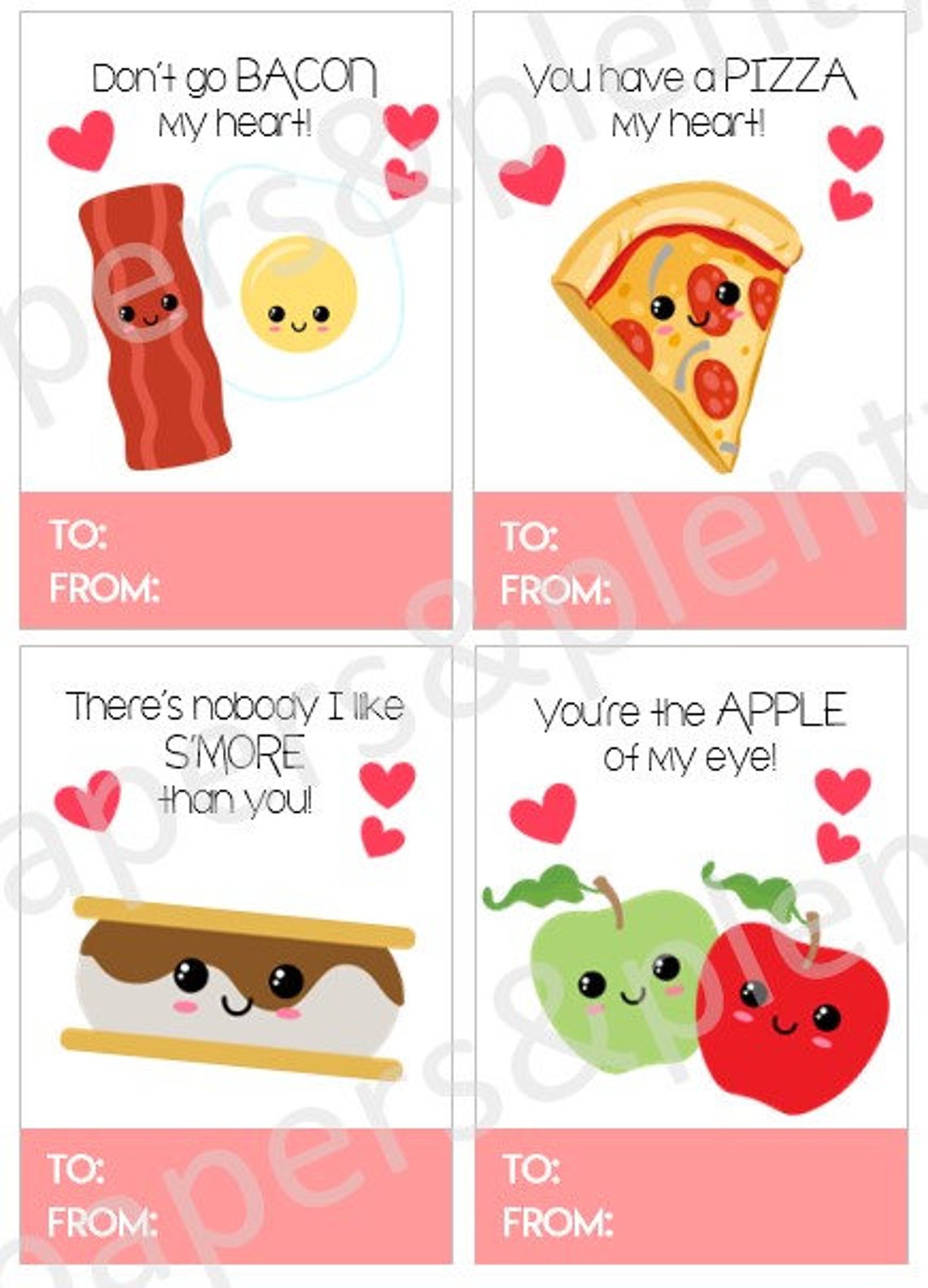 DIGITAL FILE Printable Food Valentine Cards for Kids Set of - Etsy